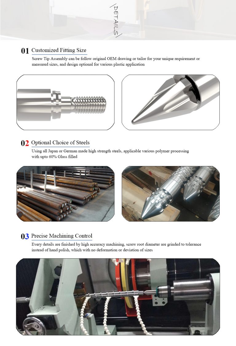 Injection Screw Tip Set | Rootier | Plastic Machinery Parts